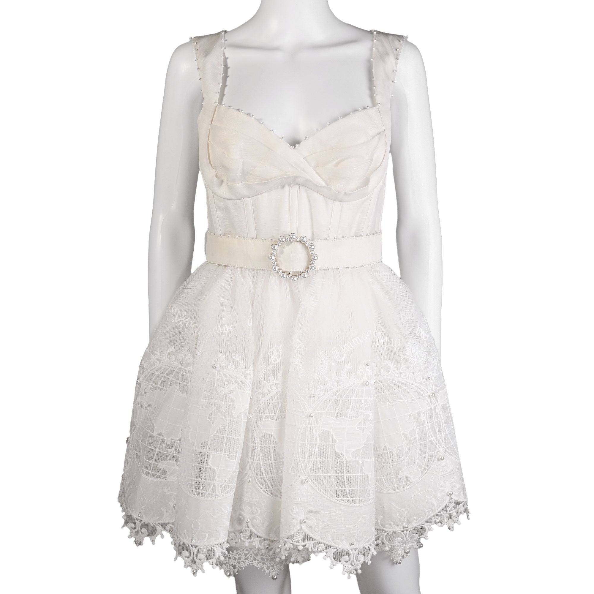 Zimmermann High Tide Embroidered Pearl Mini Dress | DBLTKE Luxury Consignment Boutique