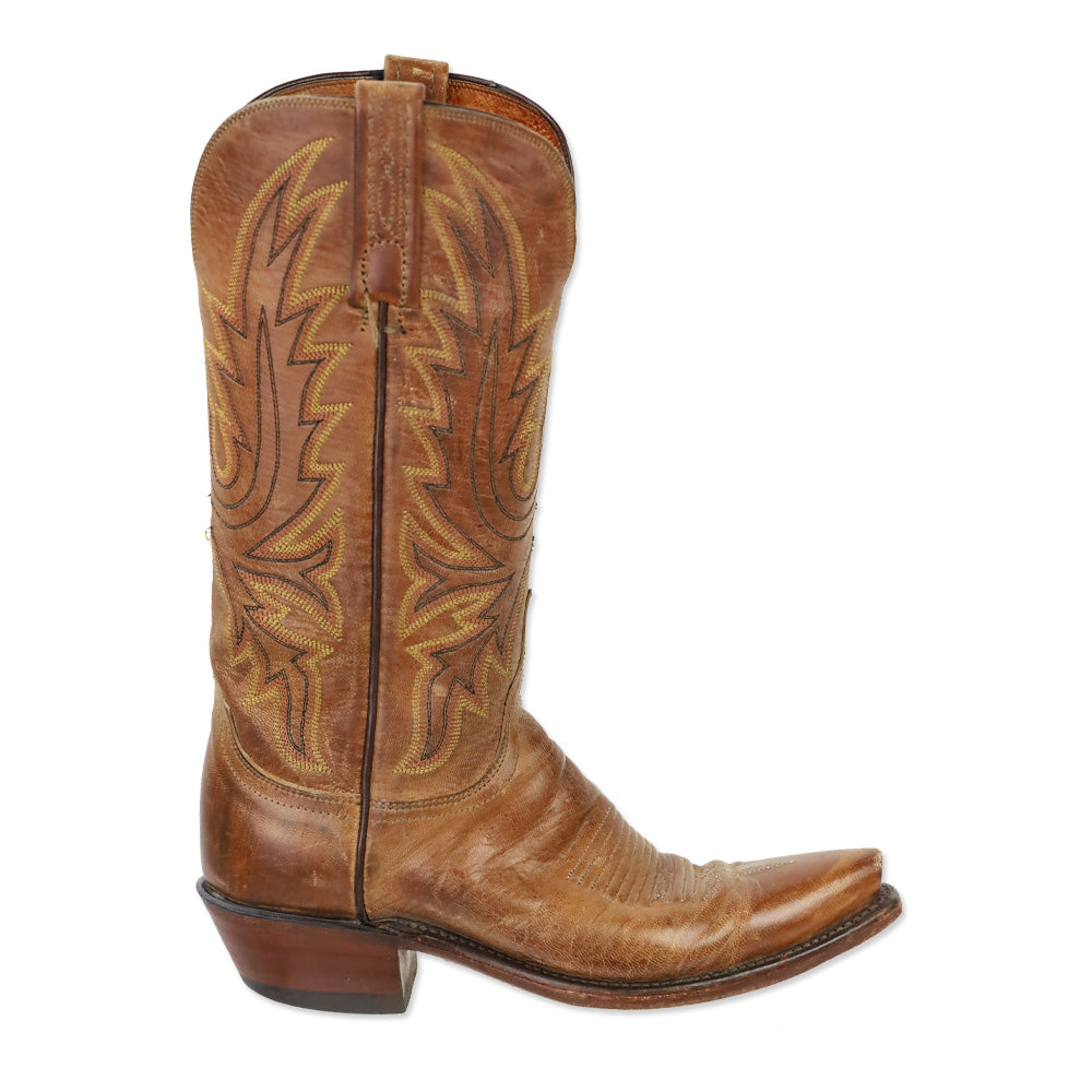 Lucchese Savannah Tan Leather Western Boot | DBLTKE Luxury Consignment ...