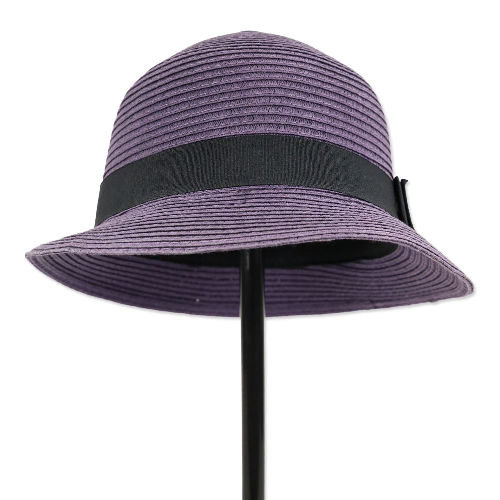 Purple Small Round Straw Hat | DBLTKE Luxury Consignment Boutique